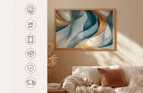 Zlatá harmonie - obraz - Luxusní abstrakce v modrých tónech 37A - 50 x 70 cm - 649 Kč