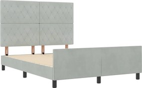 Postel s boxspringem s čelo Světle šedá 140 x 200 cm samet 3344879