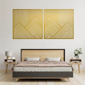 dřevěná nástěnná dekorace – geometrické horské linie (2 ks) | SENTOP HDF0481