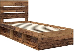 Rám postele s čelo Staré dřevo 90 x 200 cm Masivní borové dřevo 3411790
