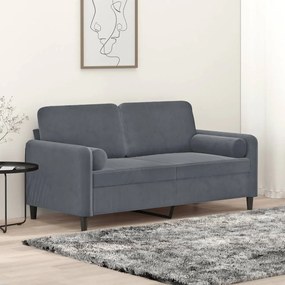 2místná pohovka s polštáři tmavě šedá 140 cm samet 3200882