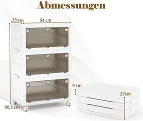 Costway Úložný box s víkem, stohovací boxy, skládací skladovací – bílý