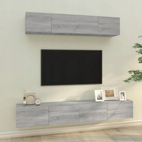 Fionshop 263586843 4dílný set Tv skříněk šedý sonoma kompozitní dřevo