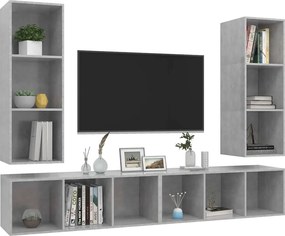 Nástěnné TV skříňky 4 ks betonově šedé dřevotříska 3079884