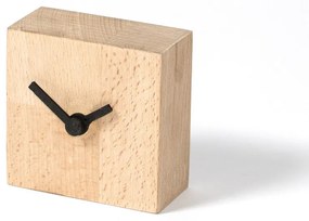 Stolní hodiny Simple block S, bukové dřevo, černé ručičky
