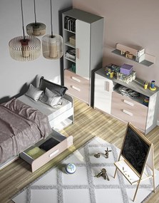 Casarredo - Komfort nábytek Dětská skříň VILLOSA kombinovaná, šedá/bílá/růžová