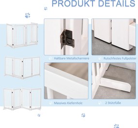 PawHut Freestanding Dog Barrier Gate s nohama 220 x 91 cm Dřevěná brána pro psy Bezpečnostní brána pro schody Dveřní ochranná brána pro schody, dveře…