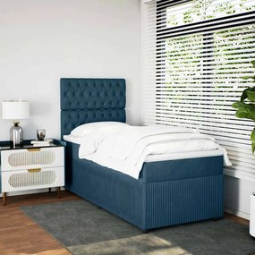 Box spring postel s matrací tmavě modrá 90x190 cm samet 3292224