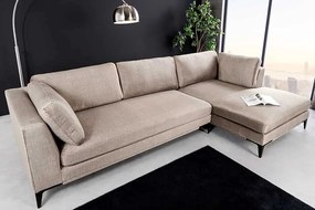 Designová rohová sedačka Sashanique 313 cm taupe samet - pravá