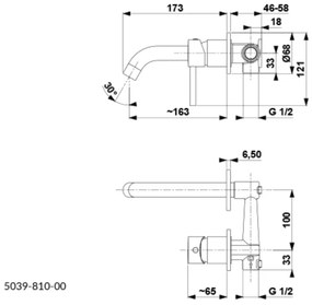 KFA Armatura 5039-810-81 - Umyvadlová baterie pro podom. inst. MOZA matná černá