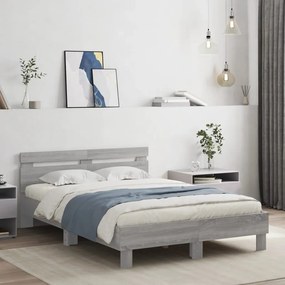 Rám postele s čelem a LED osvětlením šedý sonoma 135 x 190 cm 3207572