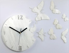 M.Clock Nástěnné hodiny motýli 30x54cm premium různé barvy Barva: Perleťová