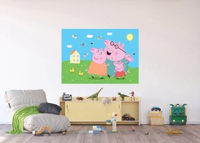 Dětská vliesová fototapeta na zed' Prasátko Peppa s Rodinou | 155 x 110 cm | DFTDNM5297