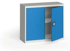 Plechová policová skříň na nářadí KOVONA, 800 x 950 x 400 mm, 1 police, šedá/modrá