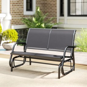 Houpací křeslo Outsunny 2místná zahradní houpací lavice kovová lavice, šedá, zahradní nábytek 120 x 70 x 85 cm pro hodiny relaxace | Aosom.de