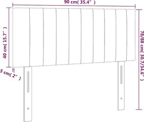 Čelo postele s LED světle šedé 90x5x78/88 cm samet 3121886