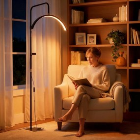HOMCOM LED půlměsíční řasová lampa s držákem na telefon, 350° otočná, beauty ringlight, teplá lampa s nastavitelnou výškou