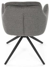 Jídelní židle 180° otočná lanýžová voděodolná látka, černý kov DCH-P3174 GREY2