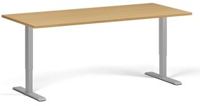 Výškově nastavitelný stůl, 180x80 cm, 2 motory, šedá podnož, buk