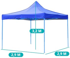 Skládací zahradní pavilon - různé typy - 2,9x2,9m - modrá - pavilon