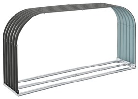 Stojan na palivové dřevo Outsunny Stojan na dřevo ke krbu Stojan na palivové dřevo 0,85 m³ Ocelová šedá 208 x 46 x 112 cm | Aosom