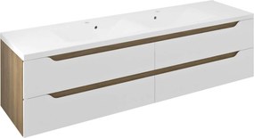 Sapho Wave - Skříňka pod dvojumyvadlo 180x50x48 cm, 4x zásuvka, bílá/dub cuneo WA180-3025