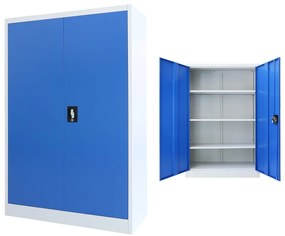 Kancelářská skříň kovová 90 x 40 x 140 cm šedá a modrá,  245977