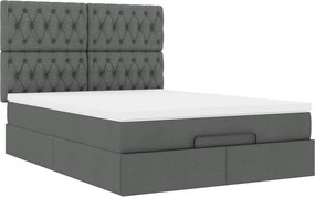 Osmanský rám postele s matrací tmavě šedá 140x190cm textil 3314087