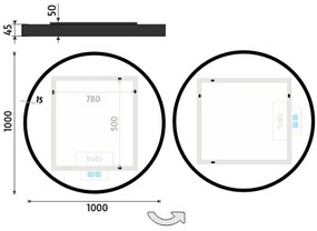 Nimco ČERNÉ LED zrcadlo pr. 1000 se dvěma dotykovými senzory - ZPC 31004RVX-90
