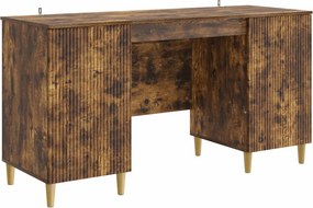 Stůl s policí Kouřový dub 142,5 x 50 x 75 cm Kompozitní dřevo 3414599