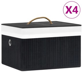 Bambusové úložné boxy 4 ks černé 320769