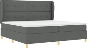 Postel s boxspringem s čelo Tmavě šedá 200 x 200 cm textil 3340775