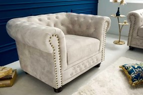 Designové křeslo Chesterfield šampaňský samet
