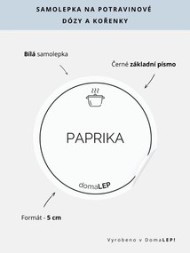 Samolepka na kořenky PAPRIKA bílá 5 cm základní písmo