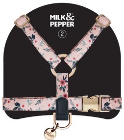 MILK&PEPPER Postroj pro psy Axelle Fleuri Rose Velikost: 45