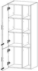 Závěsná skříňka s přihrádkami Grado, dub nox/šedá
