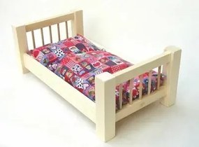 Česká dřevěná hračka Dřevěná postýlka pro panenky přírodní velká / od