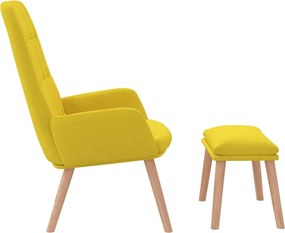 Relaxační křeslo s podnožkou světle žluté textil 3315154