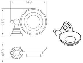 Sapho DIAMOND mýdlenka, mléčné sklo, chrom - 1317-02