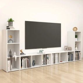 TV skříňky 4 ks bílé 107 x 35 x 37 cm dřevotříska 3080033