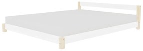 Benlemi Dvoulůžková dřevěná postel COMFY ve scandi stylu Rozměr: 140x200 cm, Zvolte barvu hranolů: Nelakovaná, Zvolte barvu ploch: Bílá