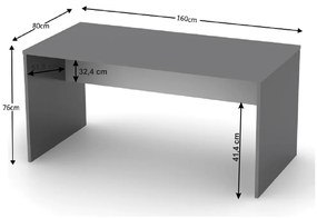 Kondela Psací stůl, grafit / bílá, RIOMA NEW TYP 16