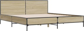 Rám postele dub sonoma 200 x 200 cm kompozitní dřevo a kov 3280018
