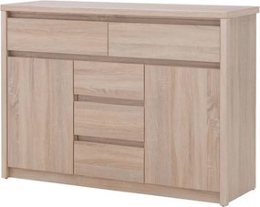 Komoda s dvířky a 5 zásuvkami Norton 127 cm Dub Sonoma