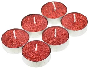 Čajové svíčky s červeným glitrem - 6 ks