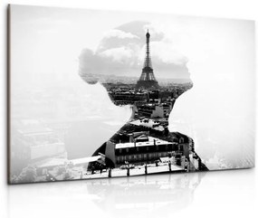 Malvis ® Černobílý obraz Dáma v Paříži Velikost: 90x60 cm