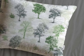 Krepový povlak na polštář Stíny stromů - zelený Velikost: 40 x 40