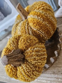 Oranžová textilní dekorace dýně Pumpkin - Ø 15*13 cm