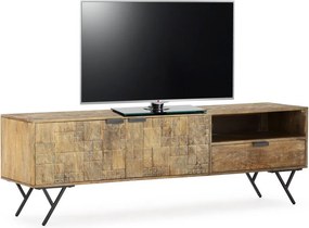 TV stolek z mangového dřeva v přírodní barvě 175x55x40 cm Priya – MOME