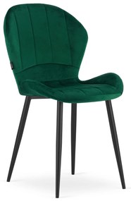 Zelená sametová židle TERNI s černými nohami